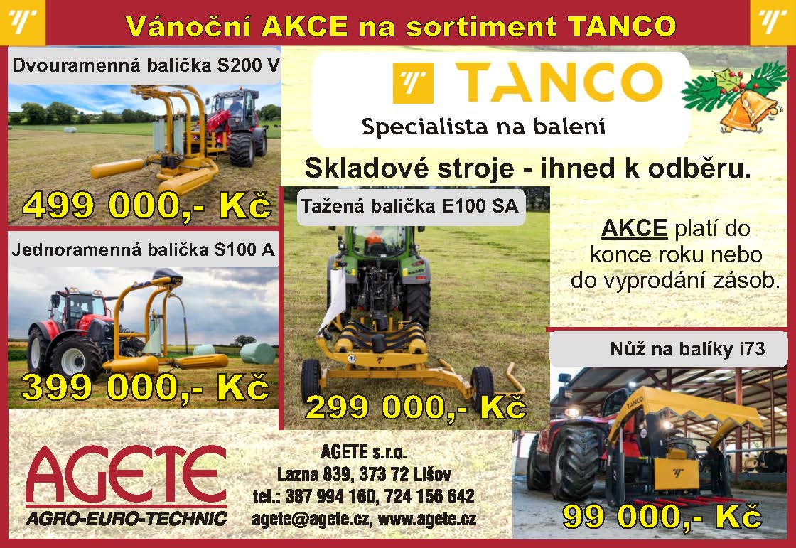 Vánoční akce na stroje TANCO - AGETE s.r.o.